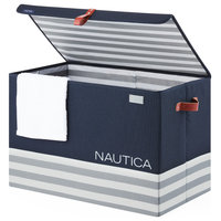 Nautica Folded Large Storage Trunk with Lid, Navy Stripe - Beach Style ...