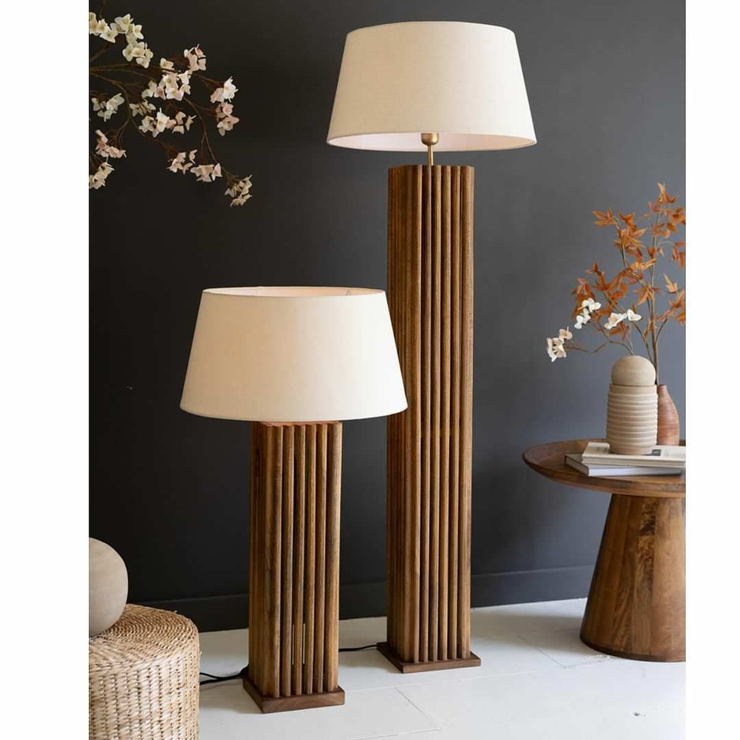 Elegant Wood Spindles Table Lamp Ribbed Striped 36.5 in Classic ...