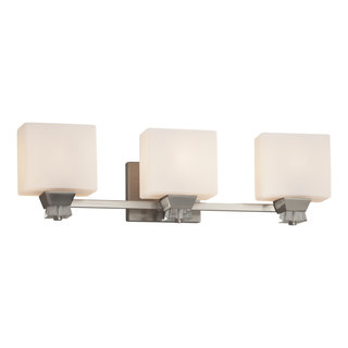 Ardent 3-Light Bath Bar, Brushed Nickel & Opal Artisan Glass ...