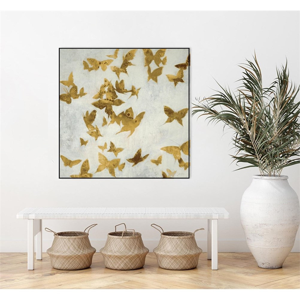Giant Art Canvas 20x20 Flutterbys V2 Framed in Multi-Color ...