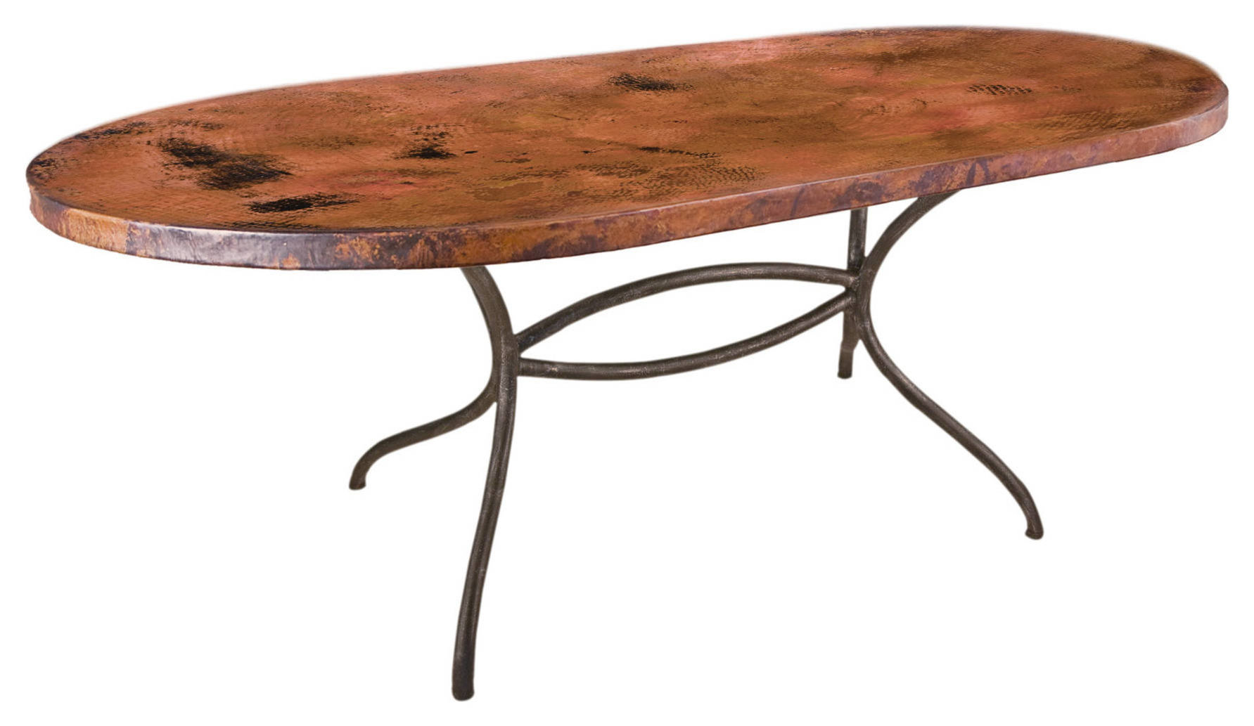 Italia Oval Dining Table With 44"x72" Soft Oval Copper Top - Rustic ...