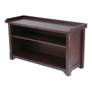 Pemberly Row Transitional Solid Wood Storage Bench in Antique Walnut ...