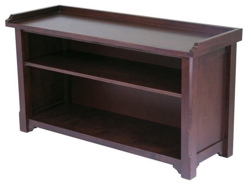 Pemberly Row Transitional Solid Wood Storage Bench in Antique Walnut - Transitional - Accent And ...