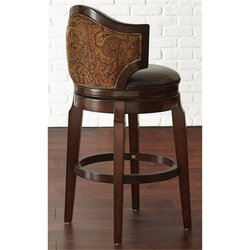 Steve Silver Jasper Wood 30" Bar Stool in Brown-Paisley Print Back ...