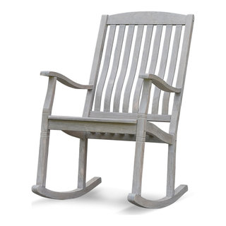 Richmond Weathered Teak Wood Porch Rocking Chair - Farmhouse - Outdoor ...