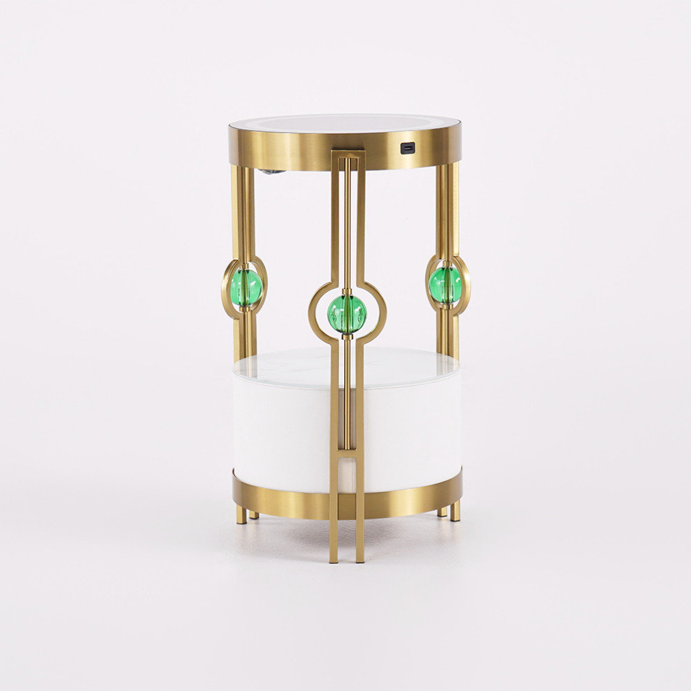 Modern Nightstand With LED Light Bedside Table With Wireless Charging ...