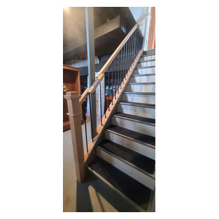 Somerville Main & Basement Handrail Install - Contemporary - Staircase ...