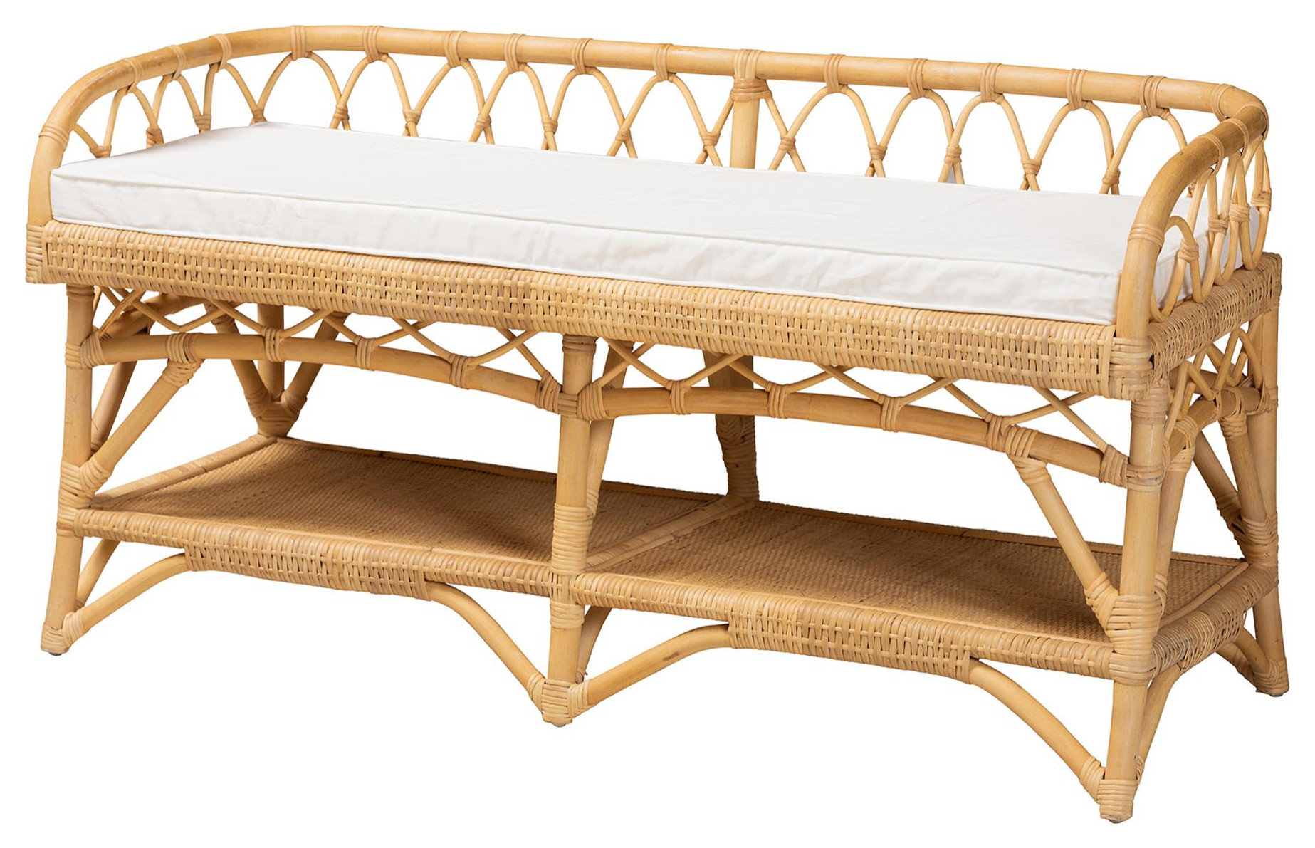 Jorn Natural Brown Rattan Bench - Tropical - Accent And Storage Benches ...
