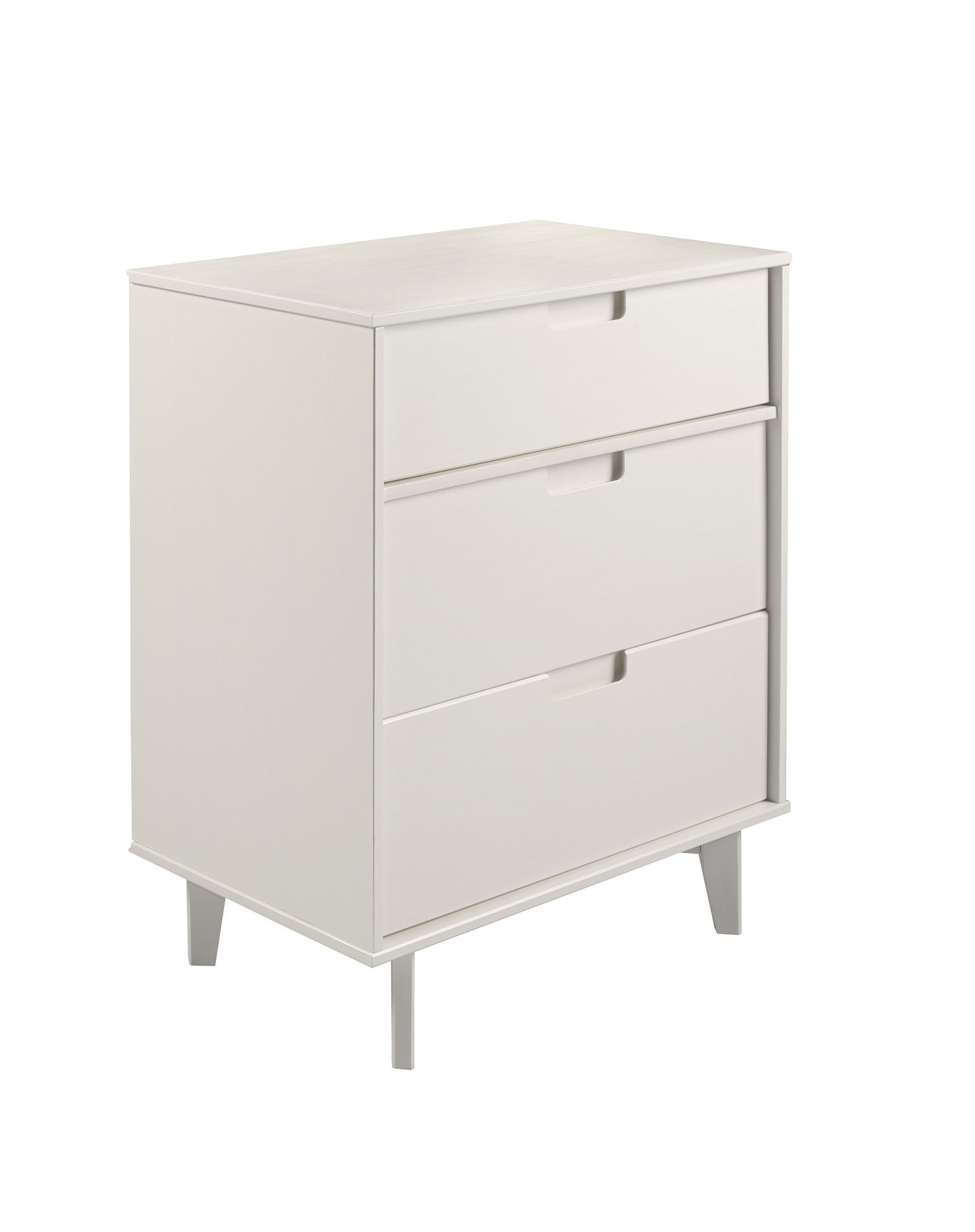 3-Drawer Groove Handle Wood Dresser, White - Midcentury - Dressers - by ...