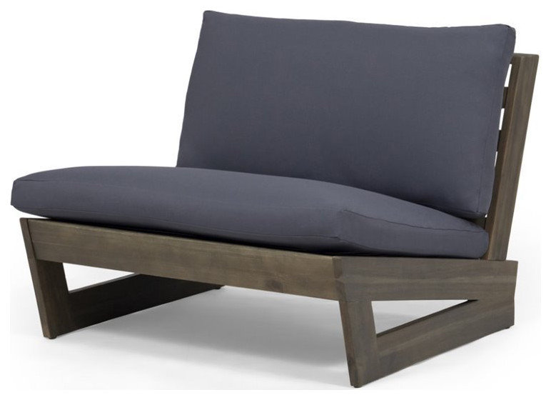 Noble House Sherwood Outdoor Acacia Wood Club Chair in Gray Set of 2 Transitional Outdoor Lounge Chairs by Homesquare Houzz