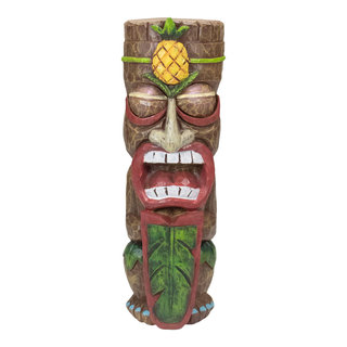 16" Solar Lighted Polynesian Outdoor Garden Tiki Statue - Tropical ...