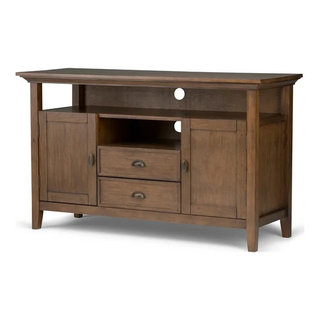 Rustic Pine TV Media Stand with Framed Doors & Drawers, Natural Aged ...