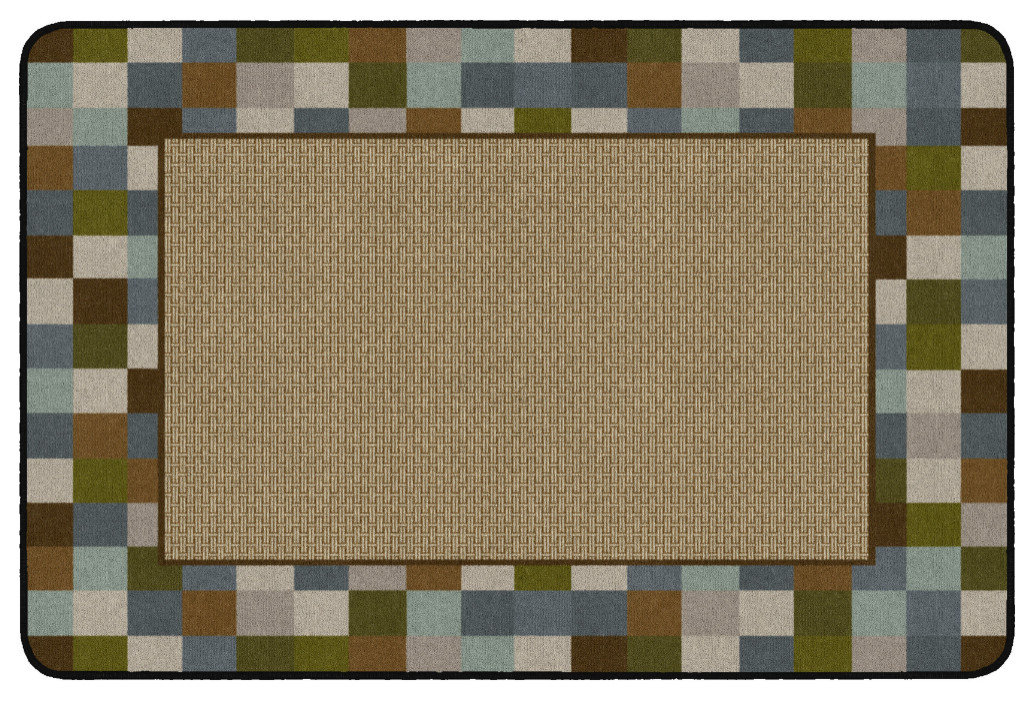 Flagship Carpets FM180-22A 4'x6' Border Blocks Teal Educational Rug ...