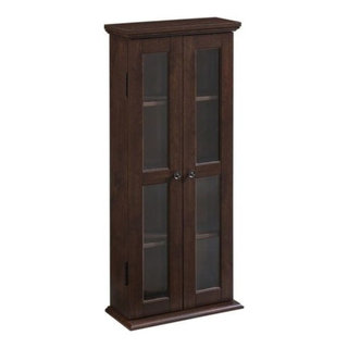 41" Wood Media Tower Cabinet, Brown - Transitional - Media Cabinets ...