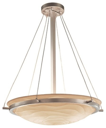 Justice Designs Porcelina 24" Round Pendant Bowl With Ring, Brushed ...