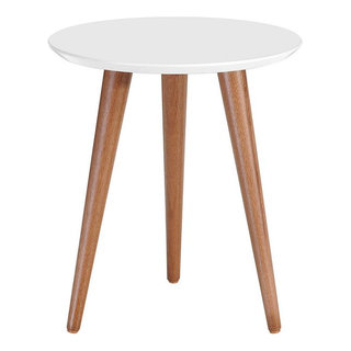Moore 17.32" Round End Table in White Gloss - Midcentury - Side Tables ...