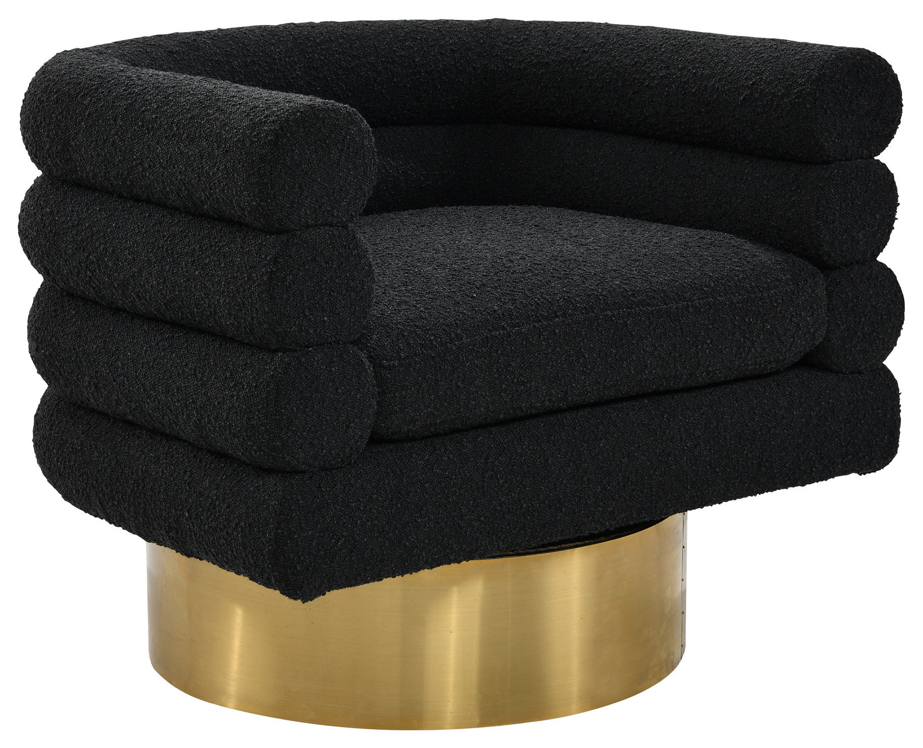 Dexter Boucle Fabric Swivel Accent Chair, Gold Base - Contemporary ...