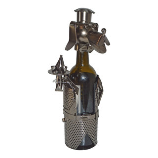 Modern Art Chrome Dog Butler Wine Bottle Holder - Size: 7"L x 5"W x 11 ...