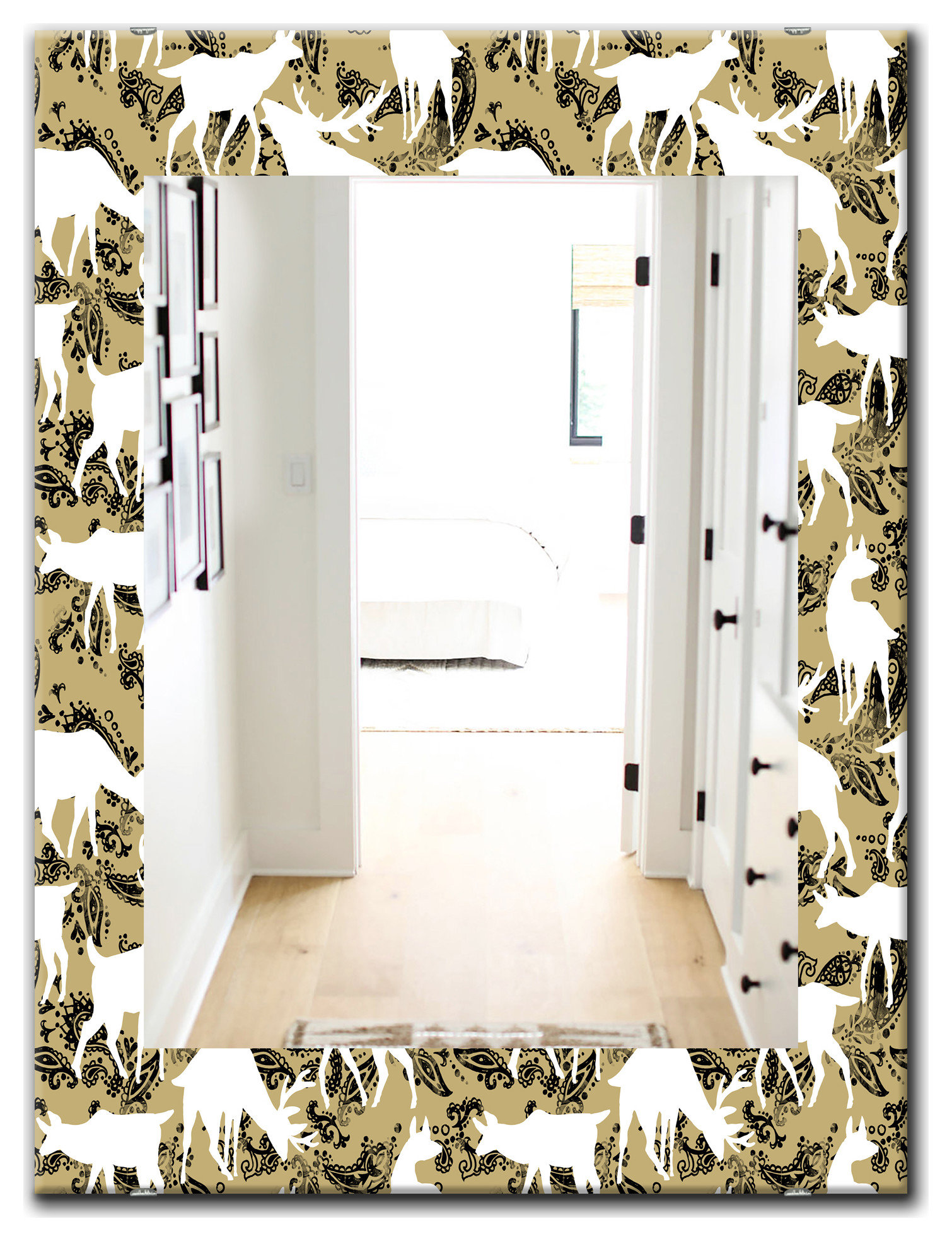 Designart Wild Animals Pattern Farmhouse Frameless Vanity Mirror, 28x48 ...