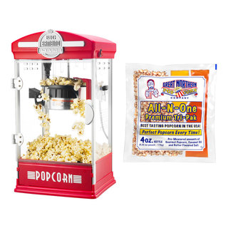 Popcorn Machine 4 Oz Kettle With 12 Pack of All-In-One Kernels and ...