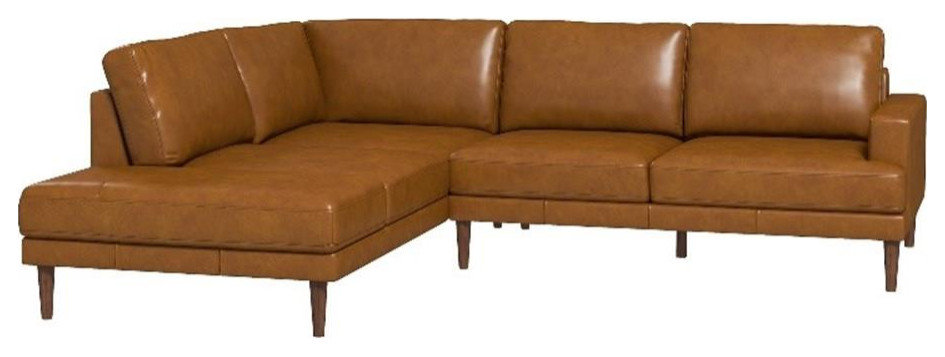 Aplee Modern Living Room Genuine Leather Corner Sectional Couch in ...