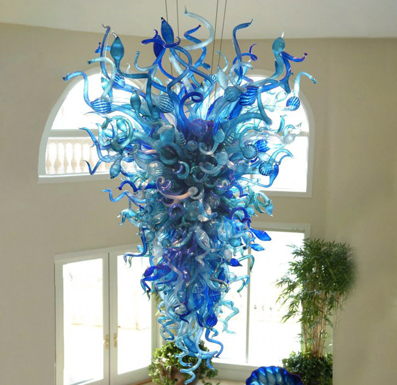 Artemis Large Blue Hand Blown Glass Chandeliers, Large - Contemporary ...