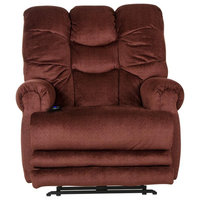 Barkley Power Lay Flat Recliner with Extended Ottoman in Red Polyester ...