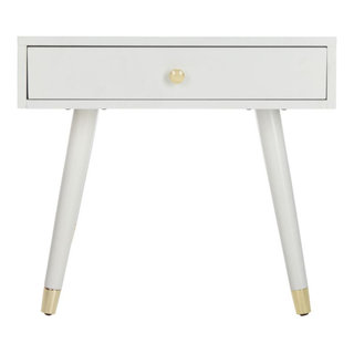 Levinson Gold Cap End Table, White - Midcentury - Side Tables And End ...