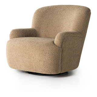 Kadon Swivel Chair-Sheepskin Camel - Transitional - Armchairs And ...