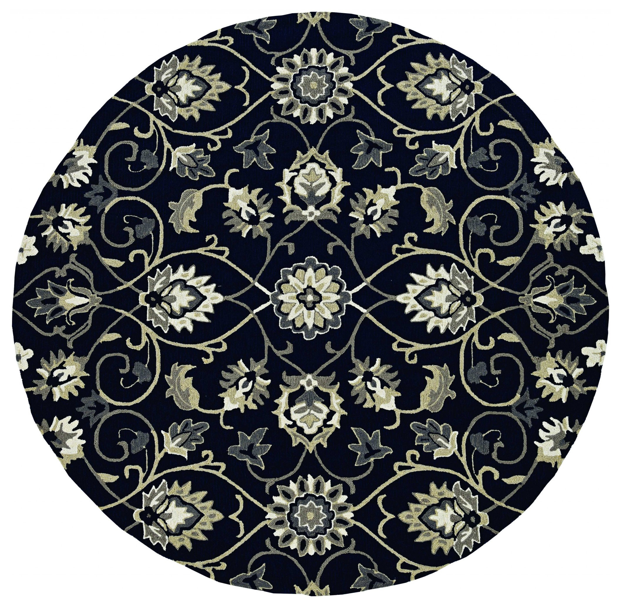HomeRoots 90" X 90" Navy Polypropylene Rug - Traditional - Outdoor Rugs ...