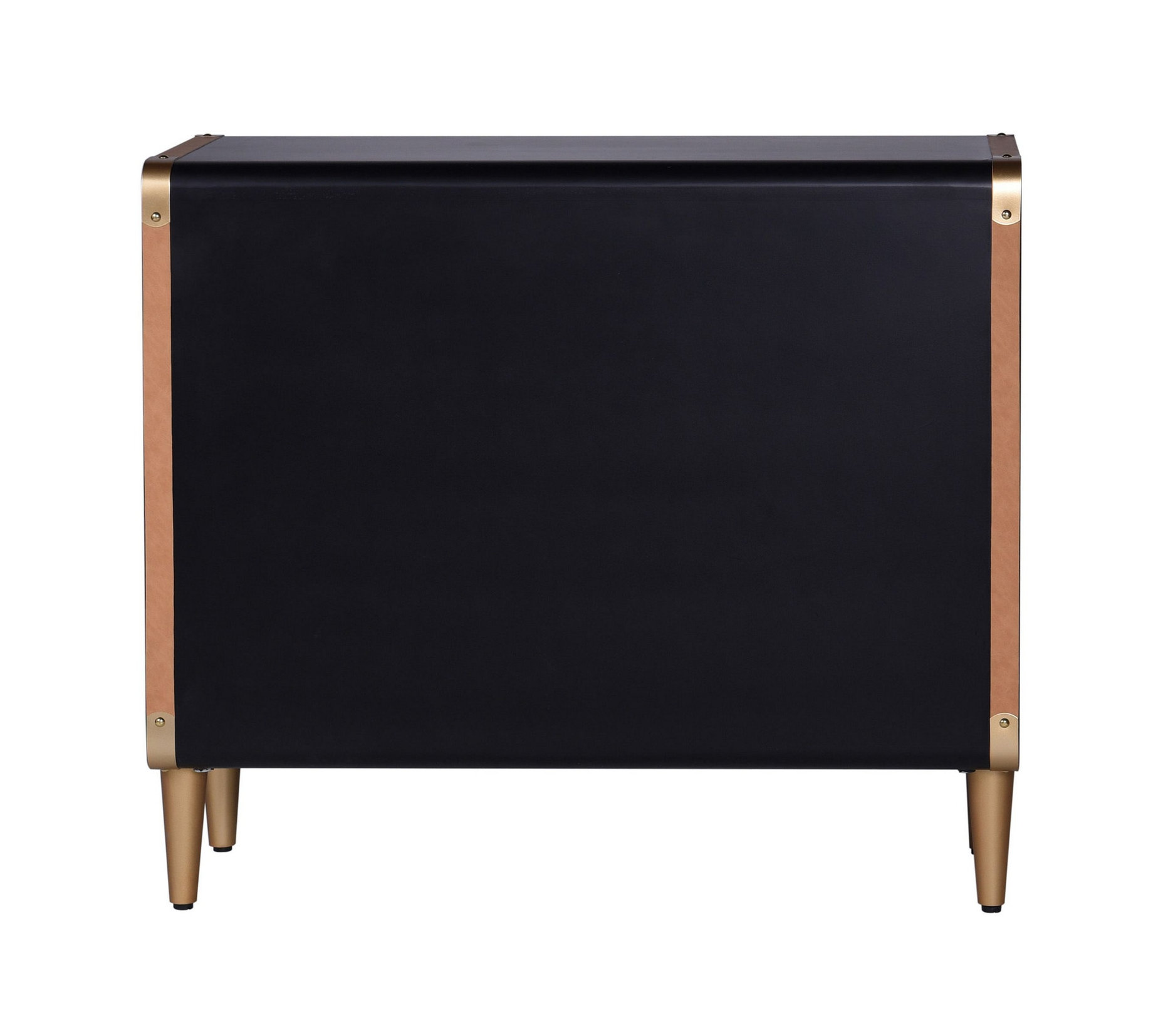 Hector Two Door Trunk Cabinet, Metal, Faux Leather Straps, Matte Black ...