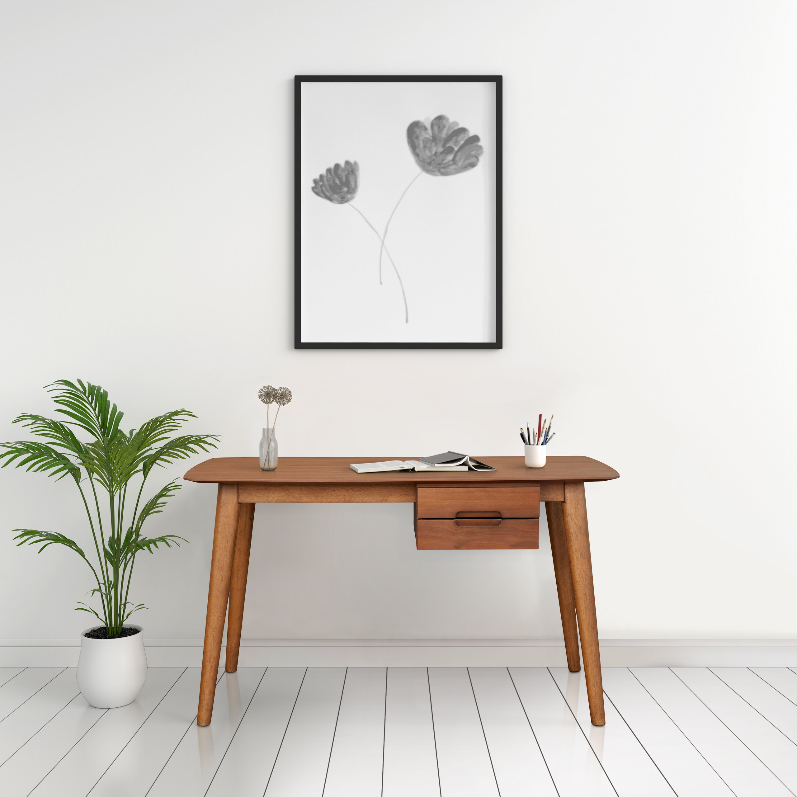 Mid-Century Modern Wood Writing Desk in Walnut - Midcentury - Desks And ...