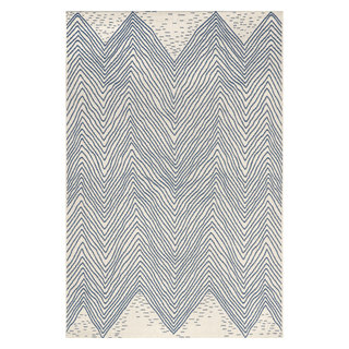 Geometric Chevron Outdoor Area Rug, Blue, 7'6"x10'9" - Contemporary ...