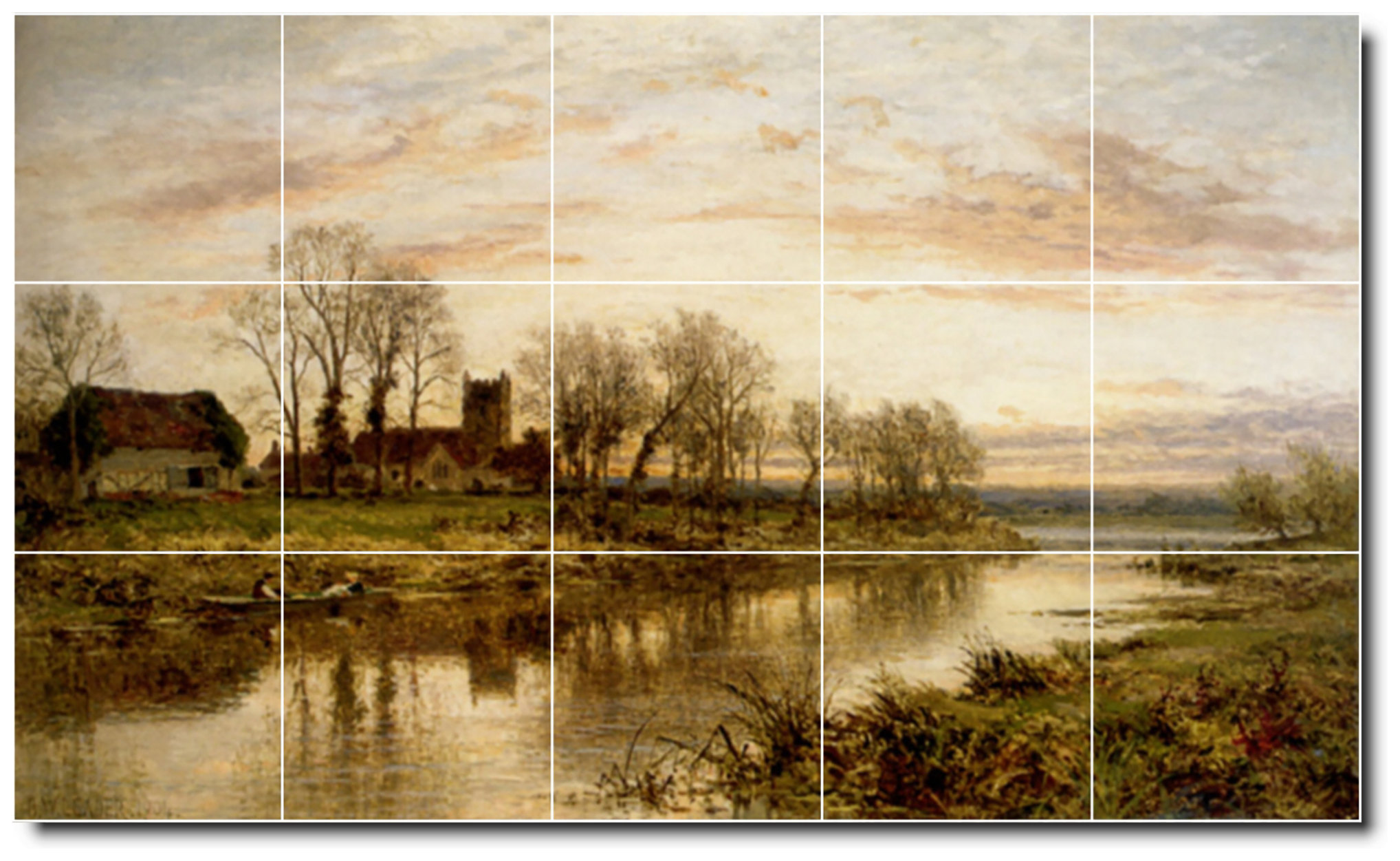 Benjamin Leader Landscapes Painting Ceramic Tile Mural #151, 40" Wide x ...