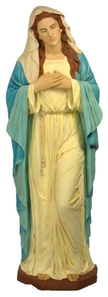 68'' Tall Virgin Mary With Traditional White Gown And Blue Robe ...