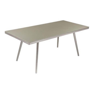 Pangea Home Chelsea 30" Modern Aluminum Dining Table in Slate Gray ...