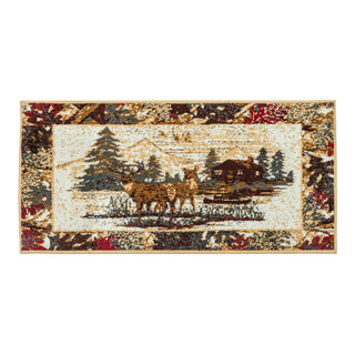 Cabin Lodge Rug - Multicolor, Distressed Pattern Rug, 2'x4' - Rustic ...
