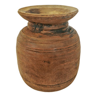 Consigned Old India Wood Pot 22 - Rustic - Indoor Pots And Planters ...