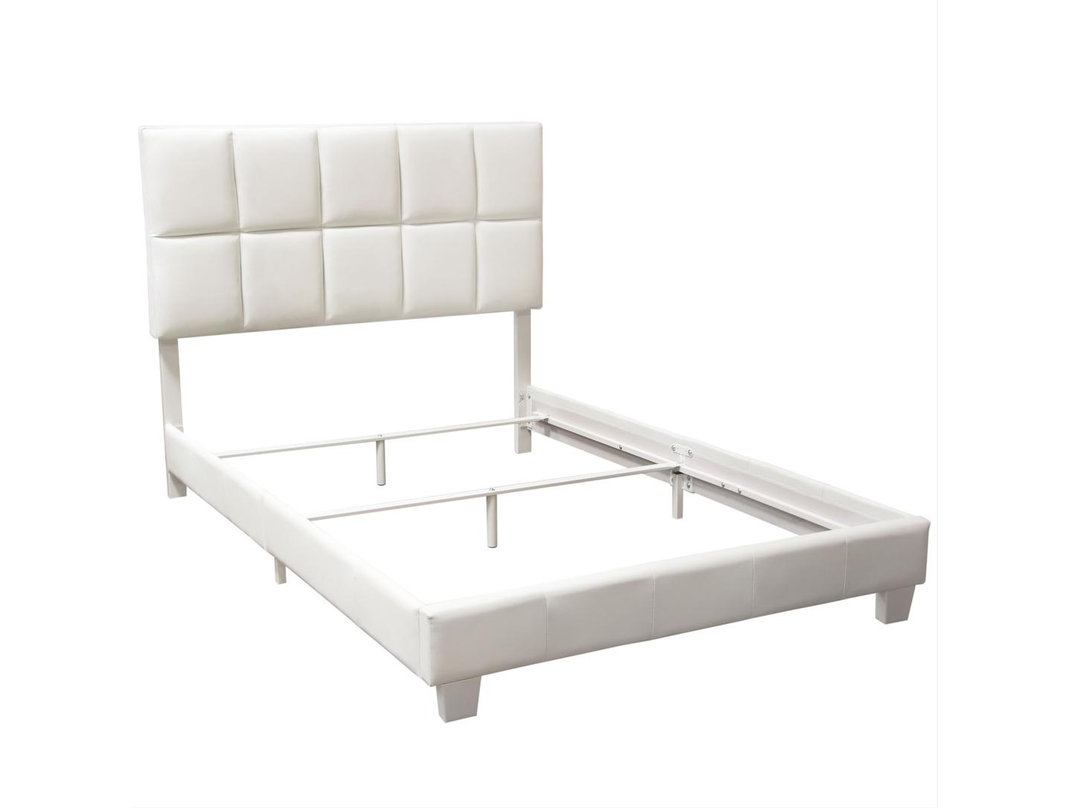 Leatherette Wooden Contemporary Full Size Bed with Grid Tufting on ...