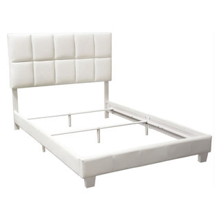 Leatherette Wooden Contemporary Full Size Bed with Grid Tufting on ...