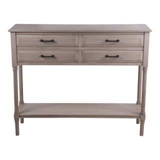 Wooden Sideboard with 4 Spacious Drawers and 1 Open Shelf, Brown ...