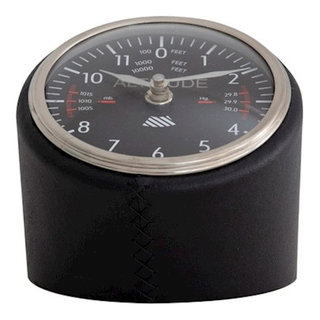 Authentic Models Altitude Clock, Faux Black Leather - Transitional ...