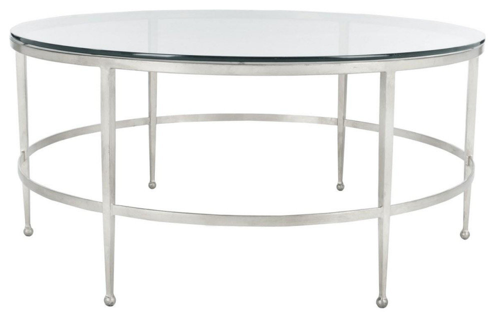 Valleta Antique Silver Glass Cocktail Table - Contemporary - Coffee ...