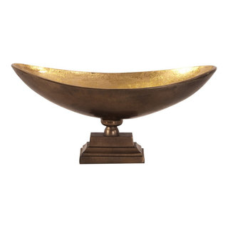 Rustic Bronze Oblong Footed Centerpiece Bowl - Traditional - Decorative ...