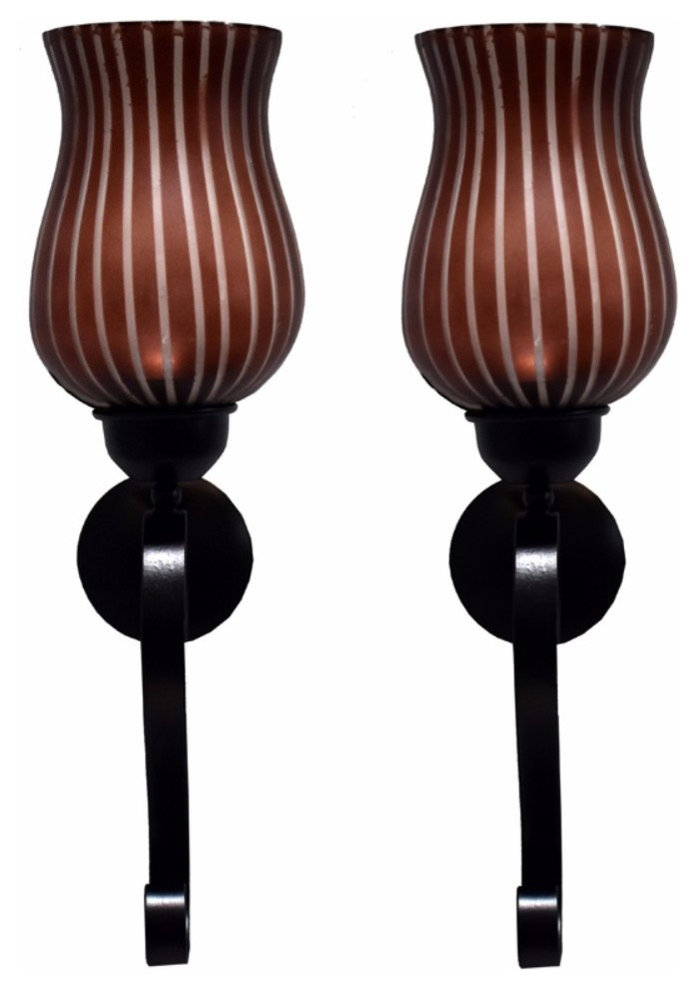 Radiant 2 Piece Glass & Metal Wall Sconce, Red And Black - Traditional ...