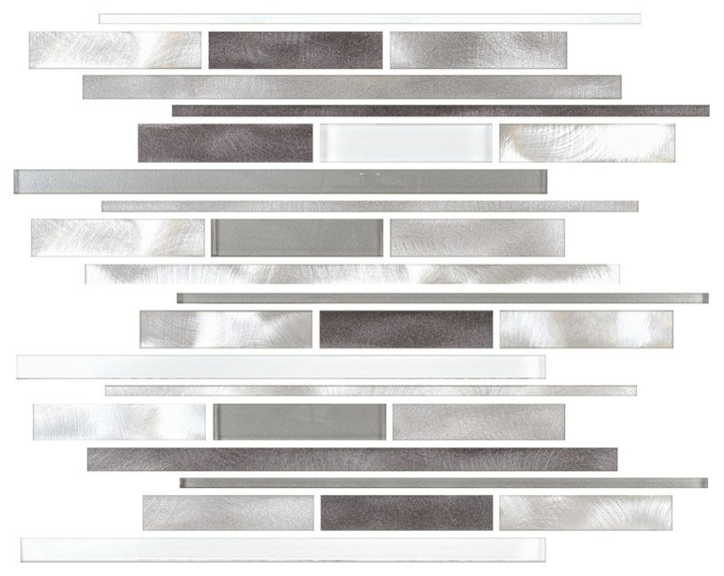 11.76"x11.76" Random Linear Metallix Mosaic, Set Of 4, 1 sq. ft ...