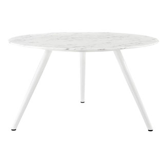 Sophisticated Mid-Century Dining Table with White Round Marble Top ...