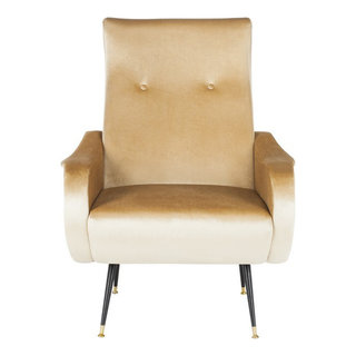Bane Velvet Retro Mid Century Accent Chair Camel - Midcentury ...