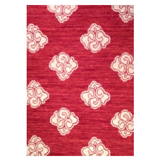 Clouds Red Tibetan Rug, 2'x3', 2'x3' - Contemporary - Area Rugs - by ...