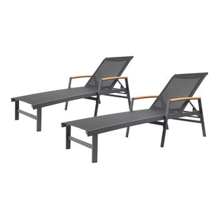 GDF Studio Outdoor Mesh and Aluminum Chaise Lounge, Set of 2 ...